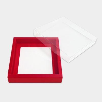 [ G2 ] SQUARE RED CLEAR LID FLAT GIFT BOX - 10PCS - BOX2PAC - Malaysia ...