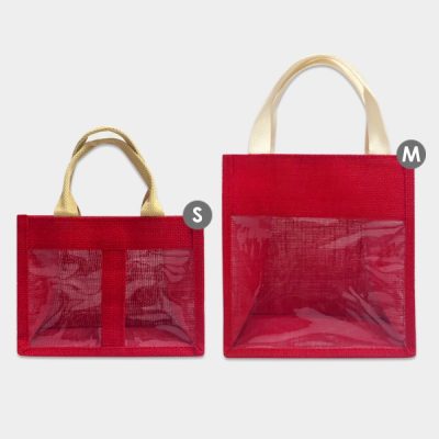 RED WINDOW JUTE CARRY BAG - 1PC - BOX2PAC - Malaysia Online Box Store