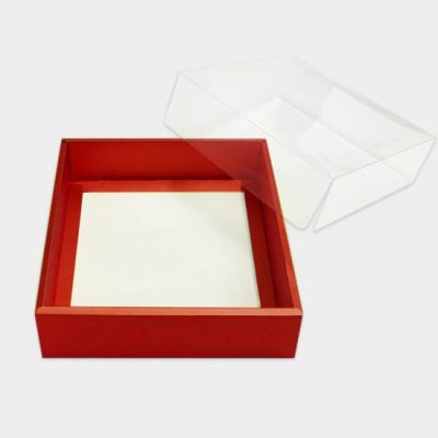 [ G2 ] SQUARE RED CLEAR LID GIFT BOX - 25PCS - BOX2PAC - Malaysia ...