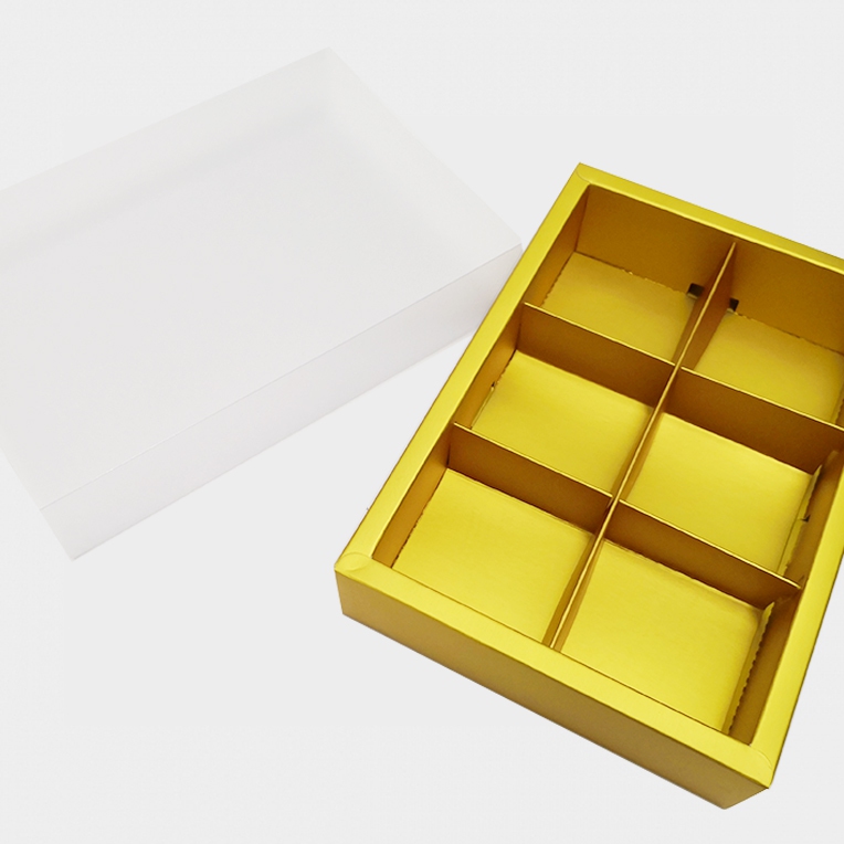 [ CLEAR LID ] GOLD DIVIDER GIFT BOX - RECTANGLE - 25PCS - BOX2PAC ...