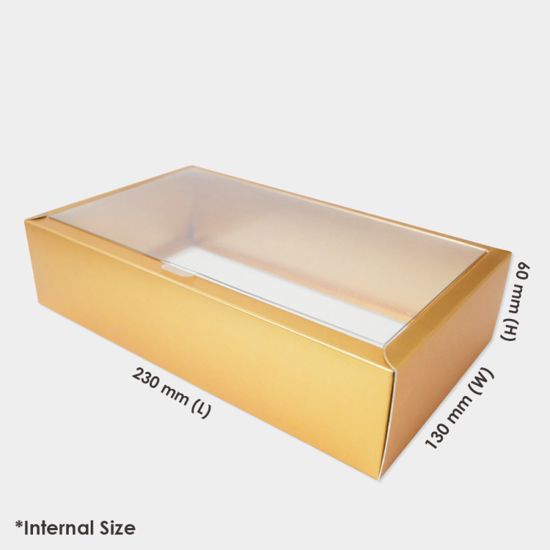 [ G2 ] RECTANGLE GOLD CLEAR LID GIFT BOX - 25 PCS - BOX2PAC - Malaysia ...