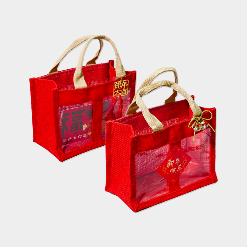 [ SMALL ] RED WINDOW JUTE CARRY BAG - 5 SETS - BOX2PAC - Malaysia ...
