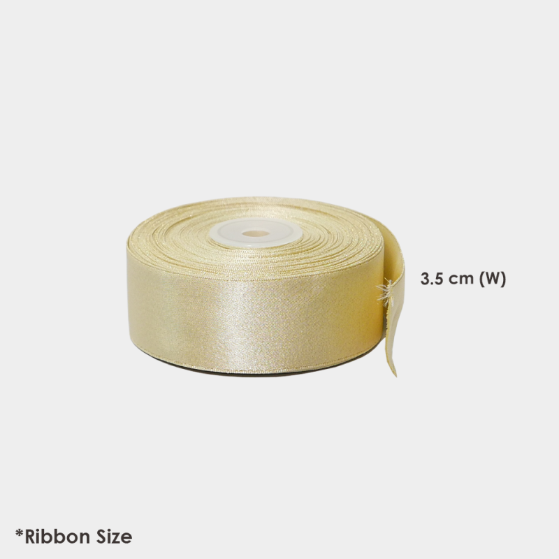 [ RIBBON ] 3.5CM WHITE GOLD SATIN RIBBON ROLL - 10M - BOX2PAC ...
