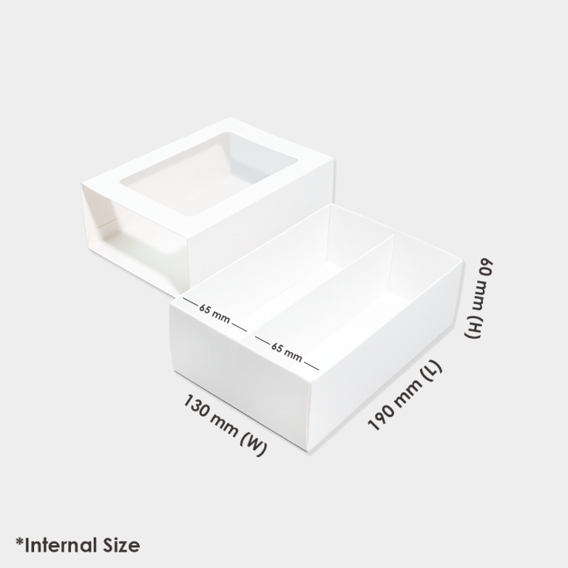 [ G3 ] WINDOW WHITE SLIDING GIFT BOX WITH DIVIDER - 25 PCS - BOX2PAC ...